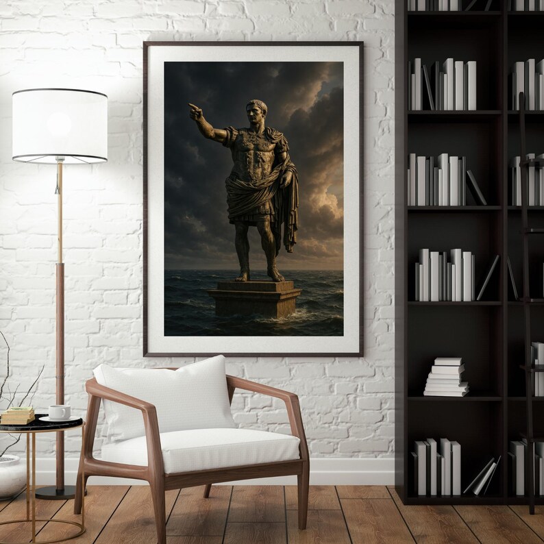 Roman Emperor Statue Poster – Epic Classical Sculpture Wall Art – Dark ...
