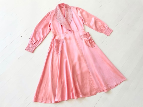 1940s Bubblegum Pink Rayon Robe - Gem