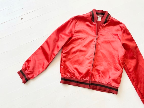 1970s Orange-Red Satin Roller Disco Jacket - Gem