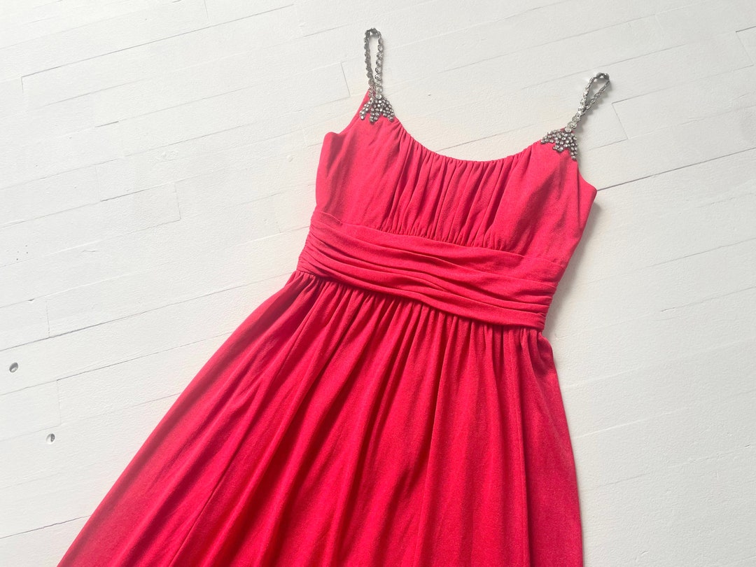 1960s Red Dress With Rhinestone Straps - Etsy