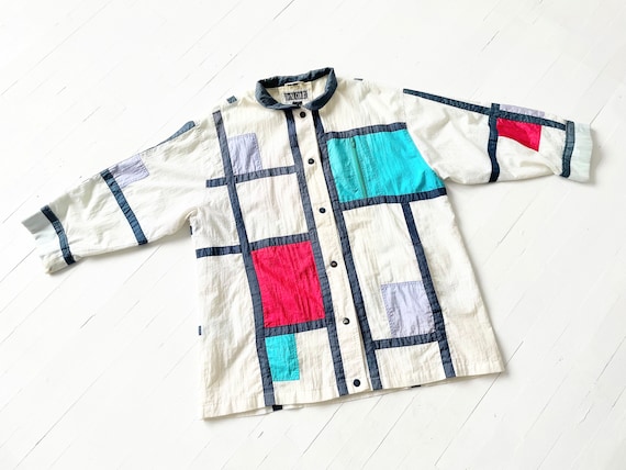 1980s White Mondrian Color-block Jacket - Gem