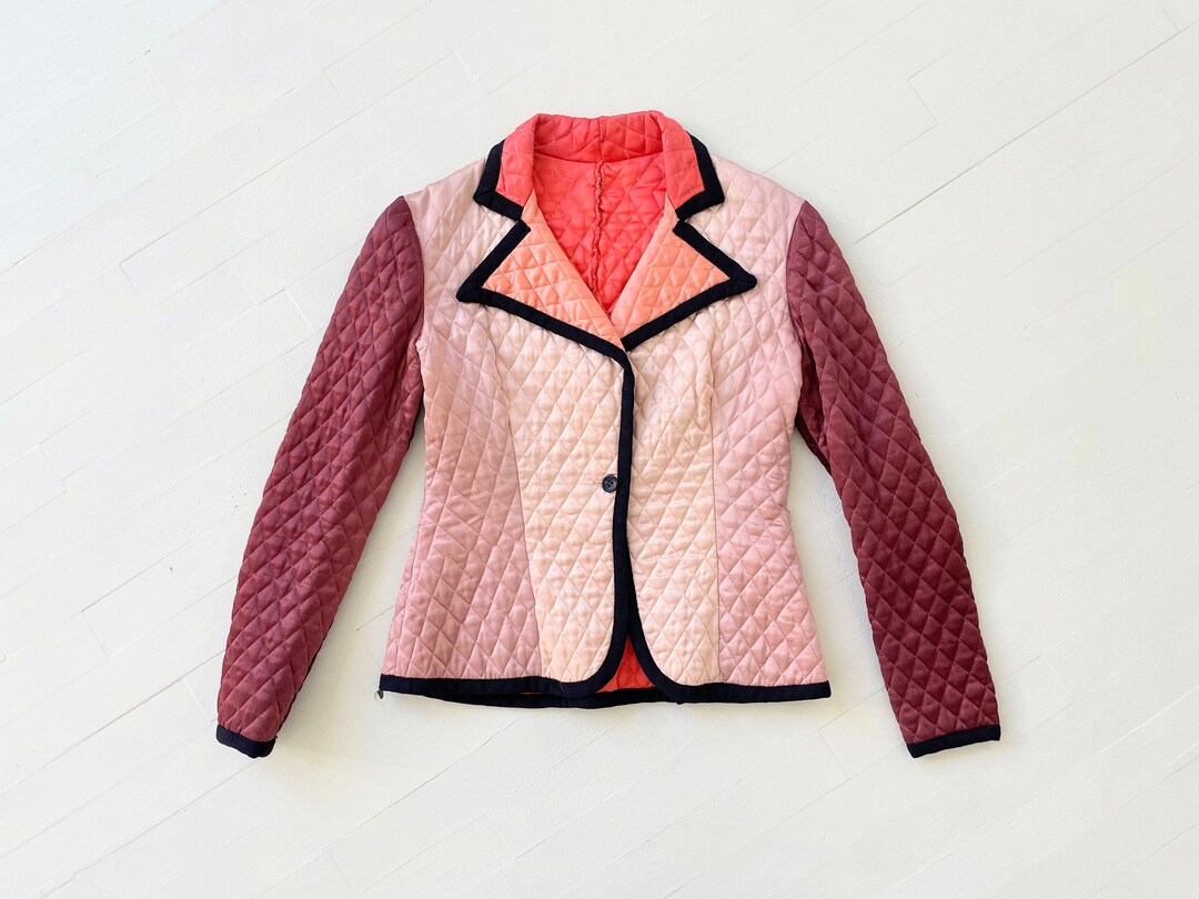 1970s Quilted Colorblock Jacket - Etsy
