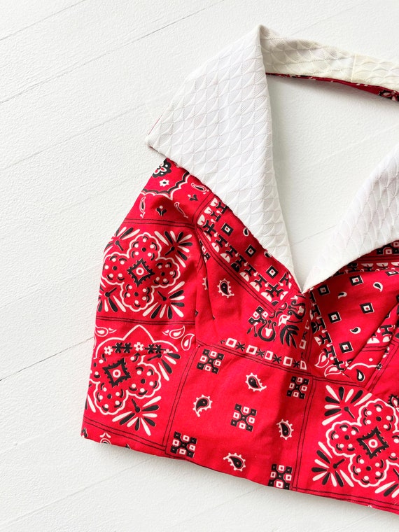 1950s Reversible Red Bandana Print Halter Top - Gem