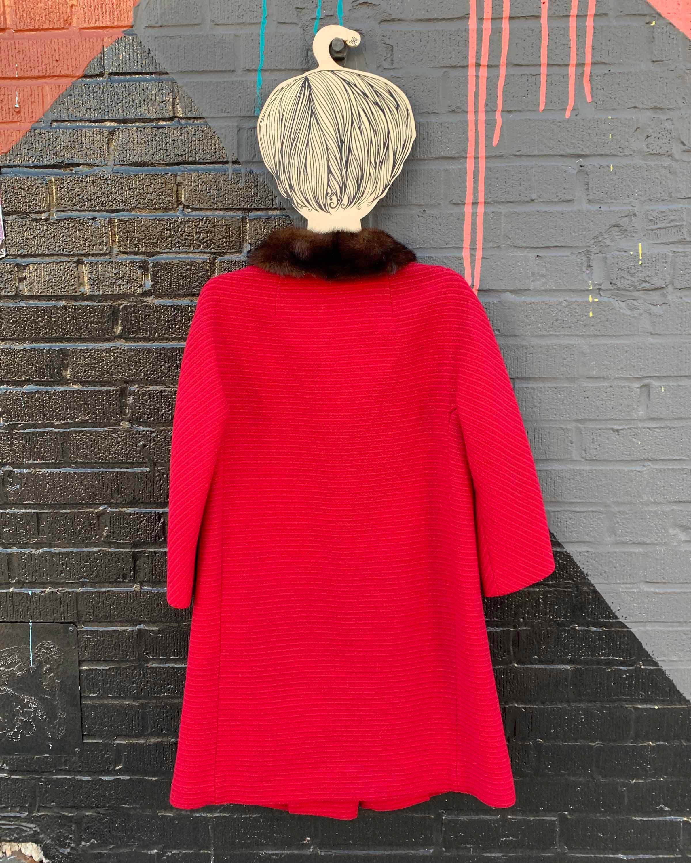 1960s Red Trapeze Coat With Mink Trim - Etsy