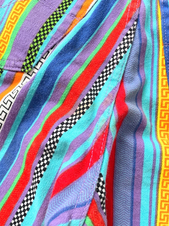 1990s Versace Striped + Geometric Print Colorful Slim… - Gem