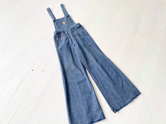 Vintage Denim Embroidered Cat Overalls - Gem
