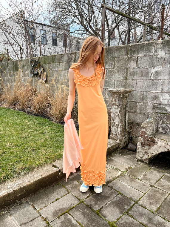 Donald Brooks Peach Ruffle Slip - Gem