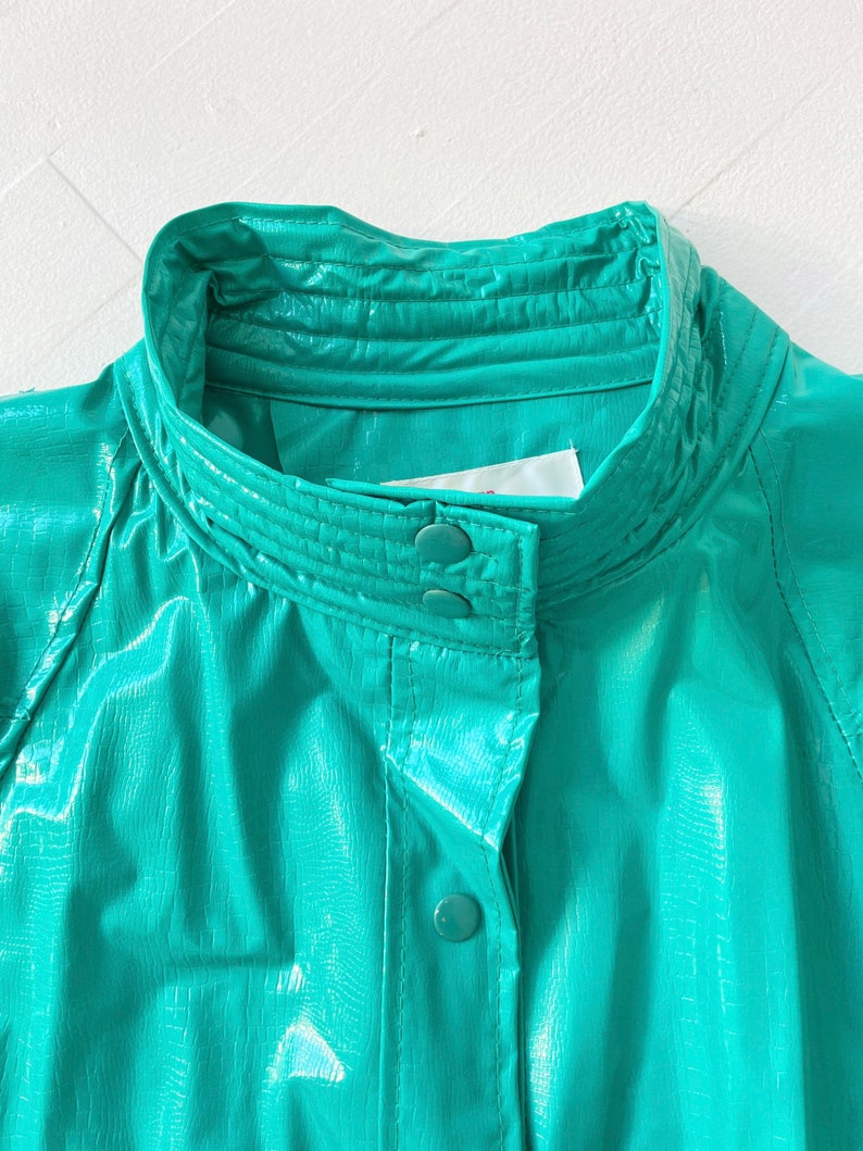 1980s Teal Green Vinyl Rain Jacket - Etsy