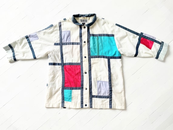1980s White Mondrian Color-block Jacket - Gem