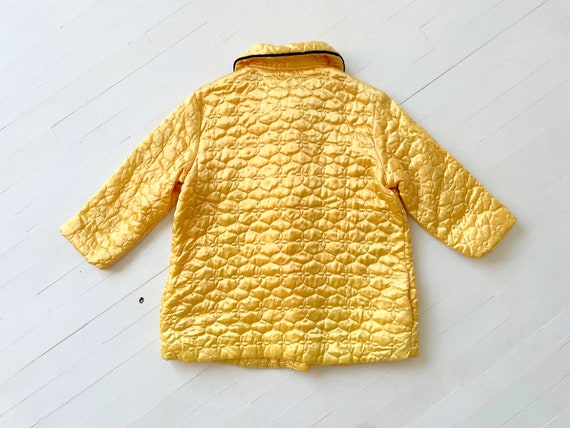1960s Quilted Yellow Bed Jacket with Black Buttons - Gem