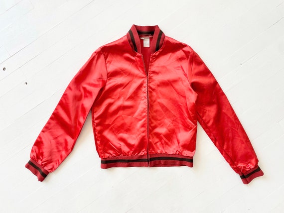 1970s Orange-Red Satin Roller Disco Jacket - Gem