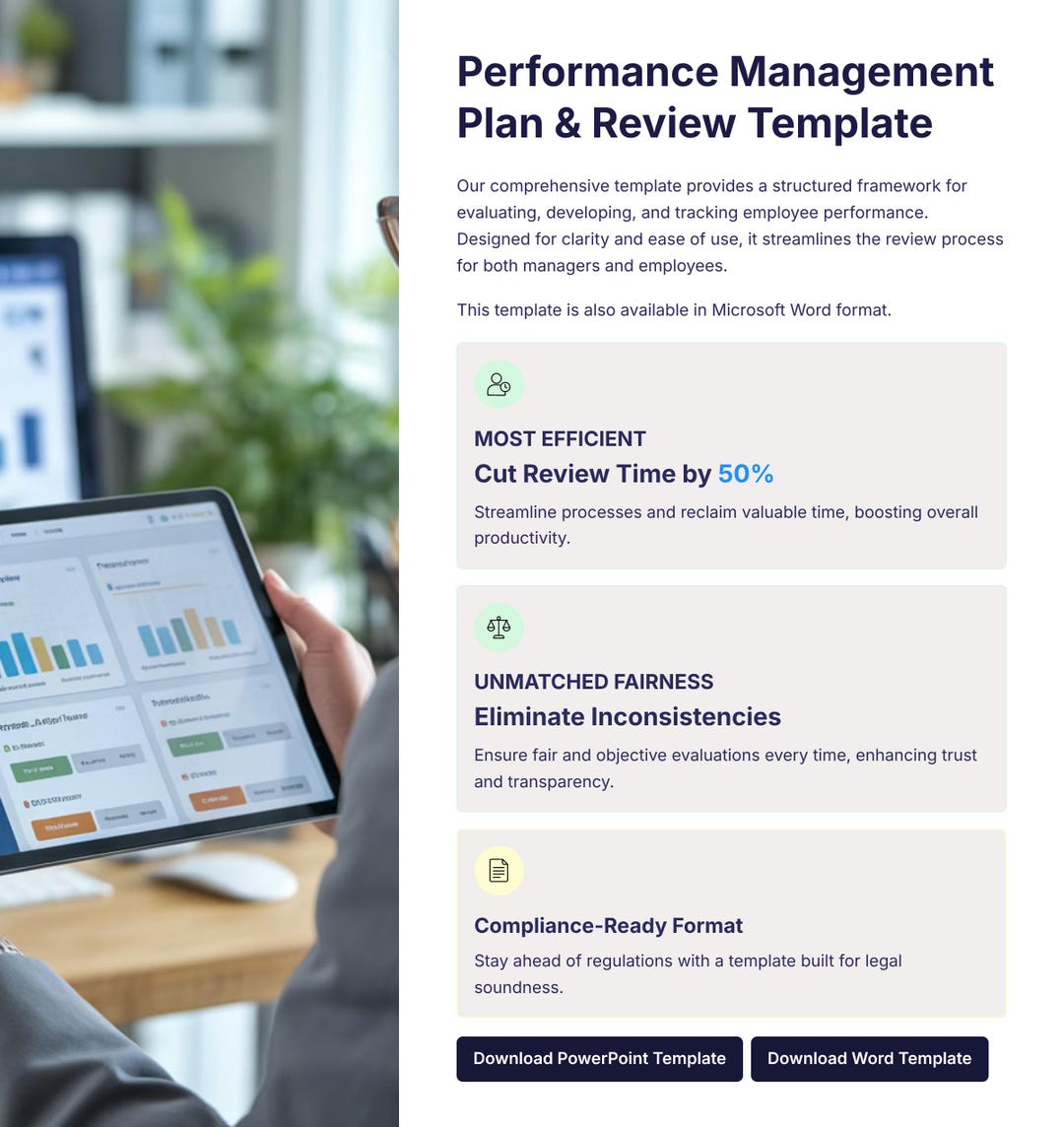 Performance Management Review Editable Document With Instructions and ...