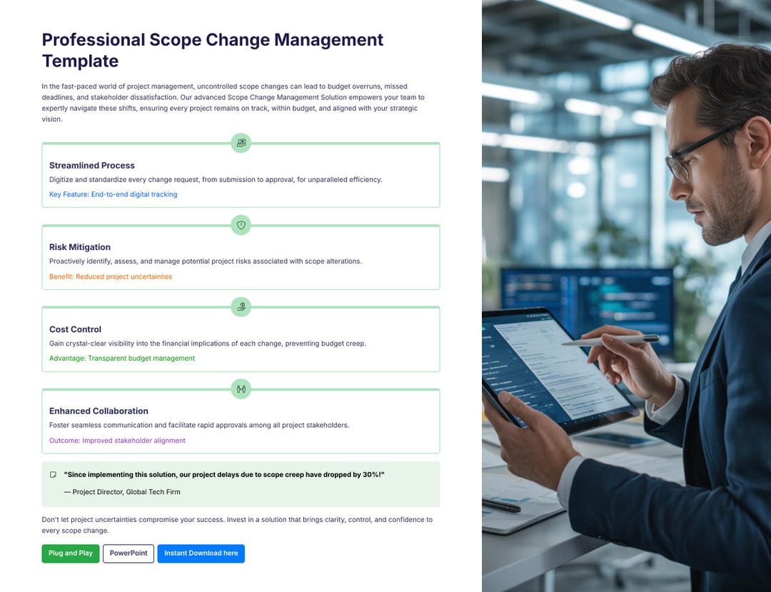 Scope Change Management Template, Editable PPT PMO Tools - Etsy