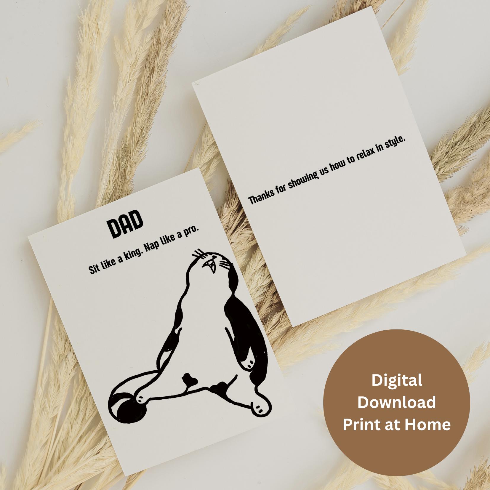 Funny Cat Father's Day Card: Dad Napping (digital Download, Printable ...