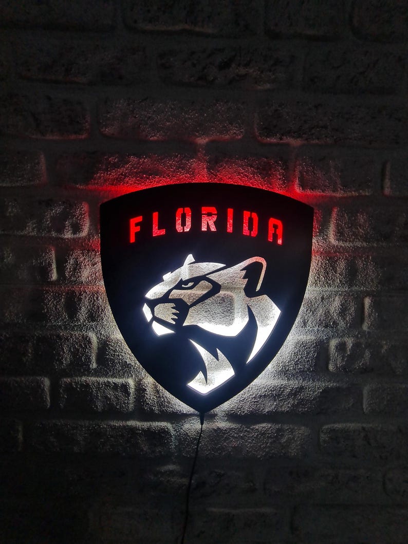 Florida Panthers Led Lighted Sign, Ice Hockey Team Emblem Illuminated ...