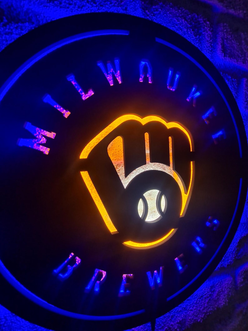 Milwaukee Brewers Baseball Team Led Lighted Sign, Sleek Illuminated ...