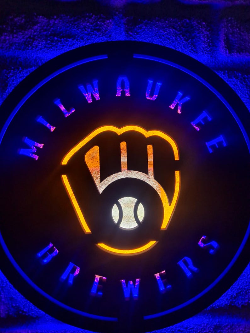Milwaukee Brewers Baseball Team Led Lighted Sign, Sleek Illuminated ...