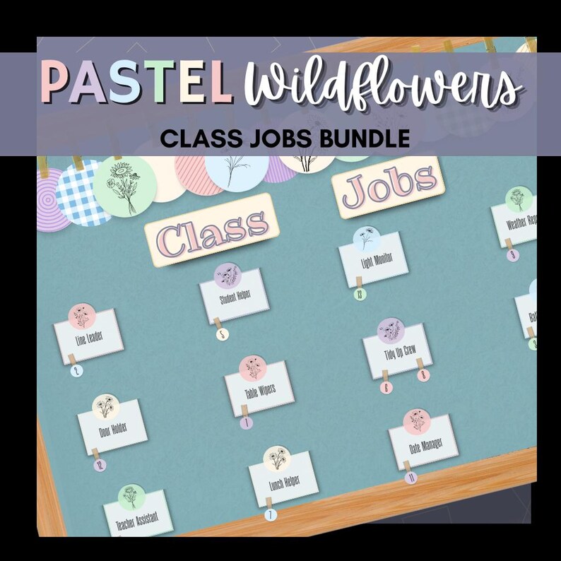 Class Jobs Bulletin Board | Pastel Wildflowers Theme | Boho Floral ...