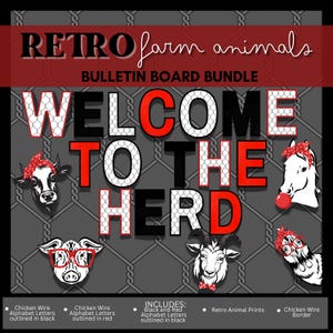 Retro Farm Animal Bulletin Board Bundle | Alphabet Letters + Animal ...