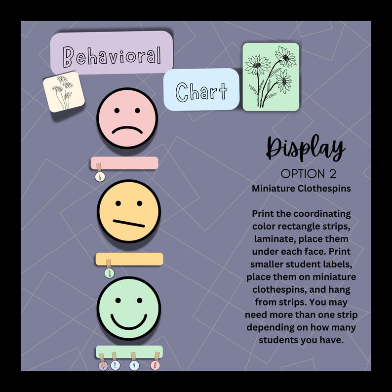 Pastel Wildflowers Behavior Chart | Printable Smiley Face Management ...