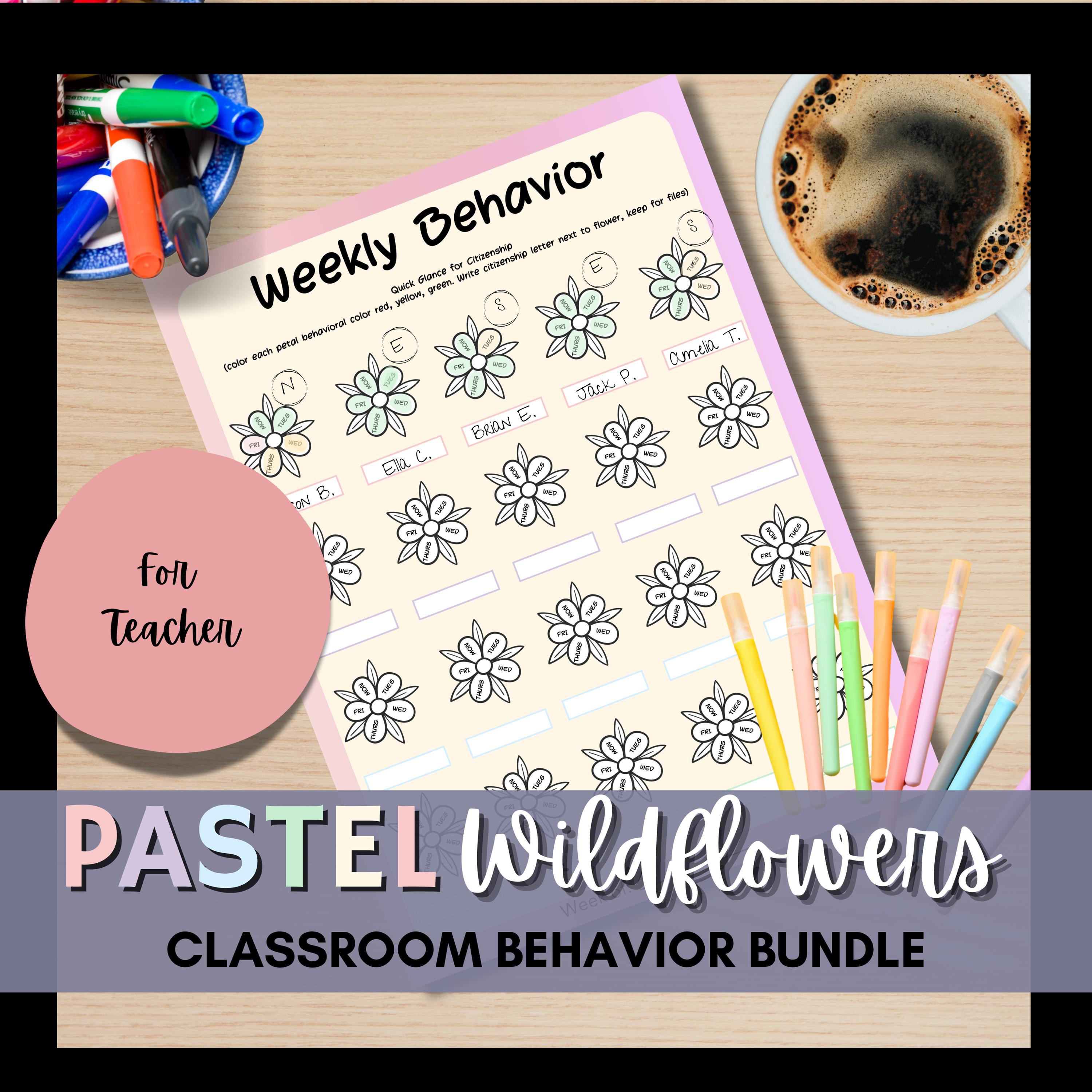 Pastel Wildflowers Behavior Chart | Printable Smiley Face Management ...