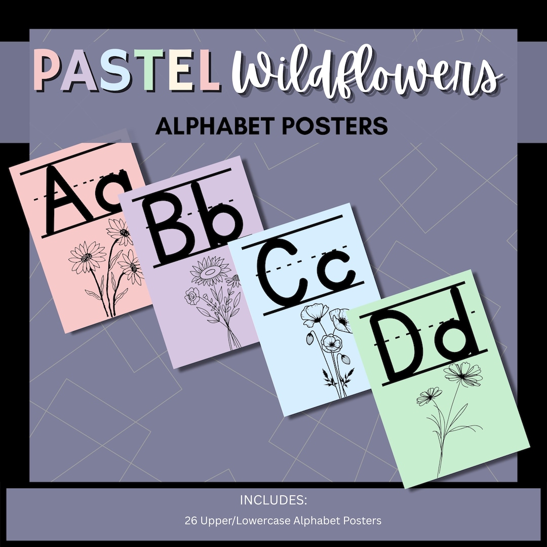Pastel Wildflowers Alphabet Posters | ABC Wall Art | Boho Classroom ...