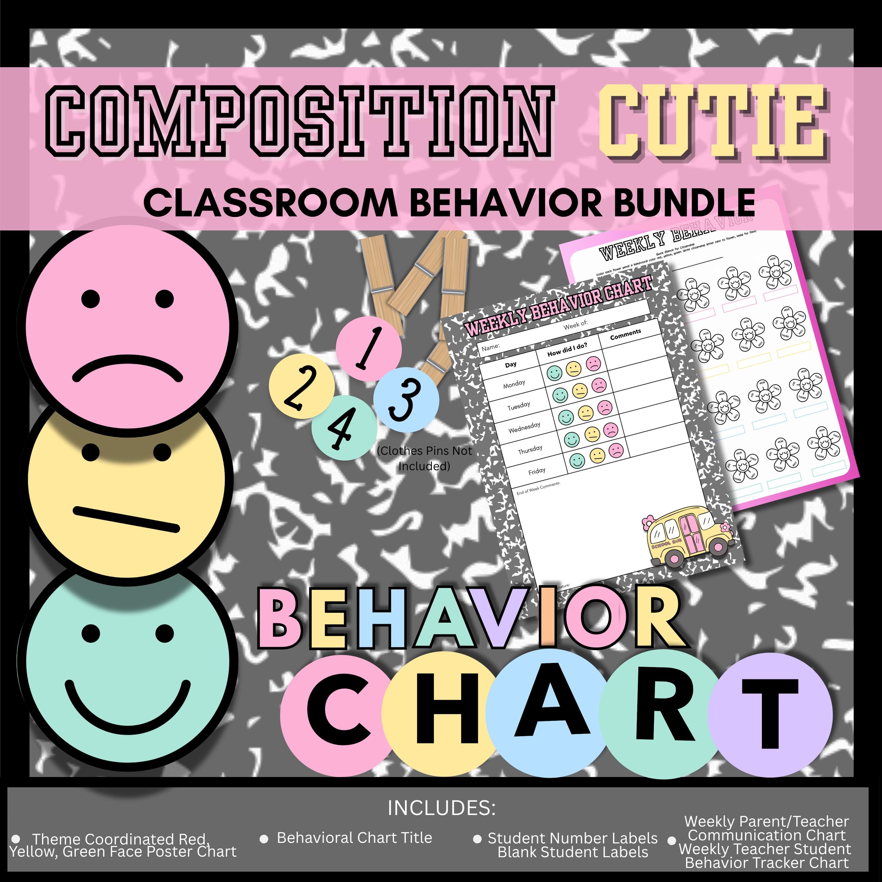 Composition Cutie Behavior Chart Bundle | Printable Classroom ...