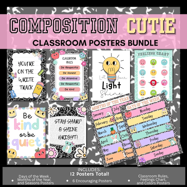 Composition Cutie Encouraging Posters | Printable Positive Classroom ...