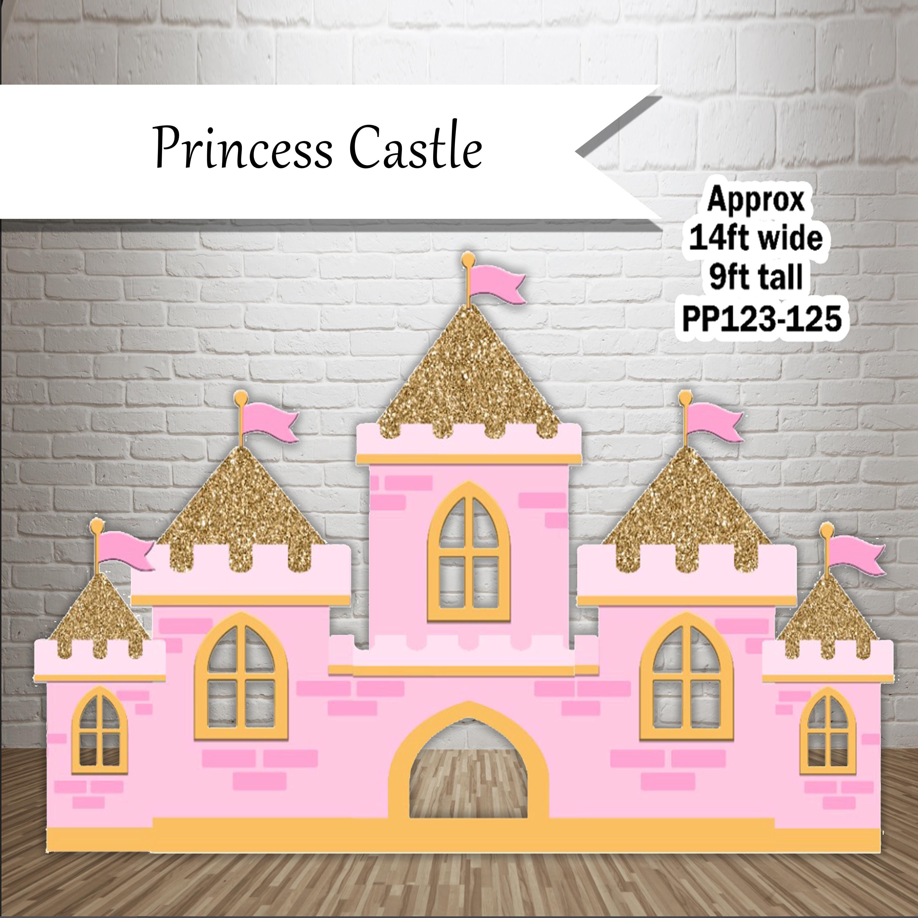 9ft Tall - 14ft Wide GOLD PINK CASTLE Backdrop Coroplast Plastic Props ...