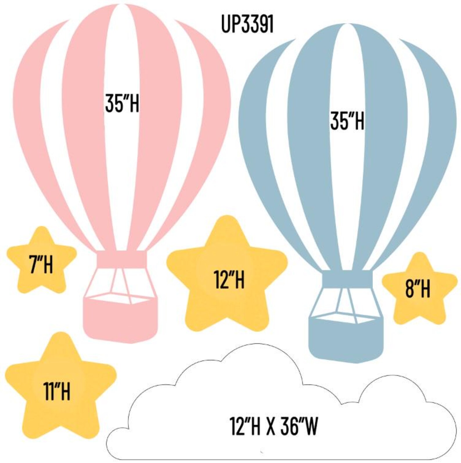Hot Air Balloon Coroplast Plastic Props Cutouts Party Decor Decorations ...