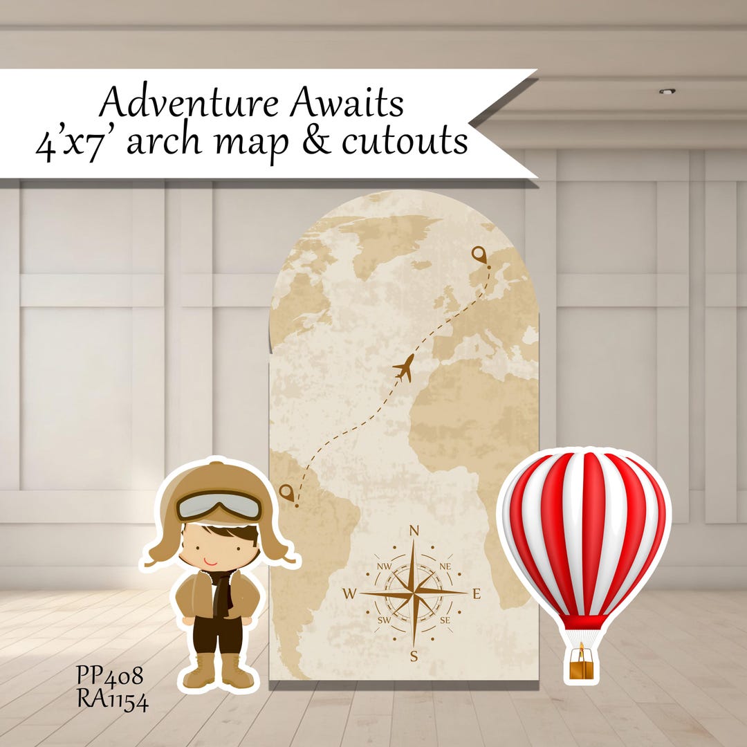 Travel Map Hot Air Balloon Pilot Cutouts Set Coroplast Plastic Props ...