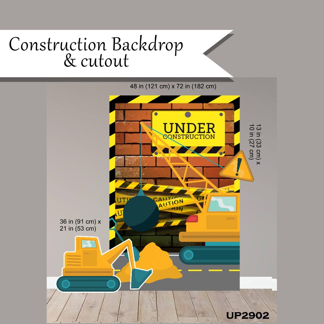 CONSTRUCTION Backdrop Coroplast Plastic Props Cutouts Party Decor ...