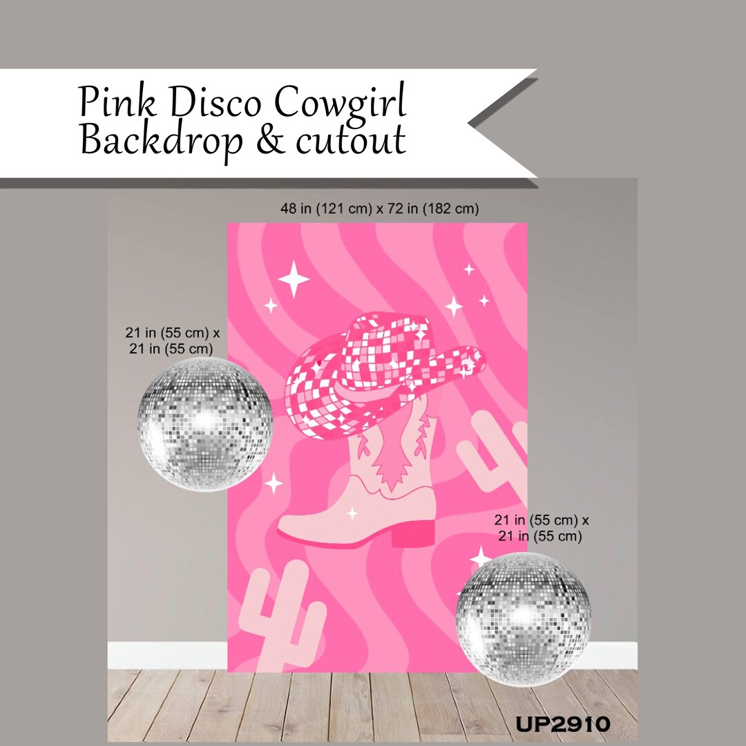 PINK DISCO COWGIRL Coroplast Plastic Props Cutouts Party Decor ...