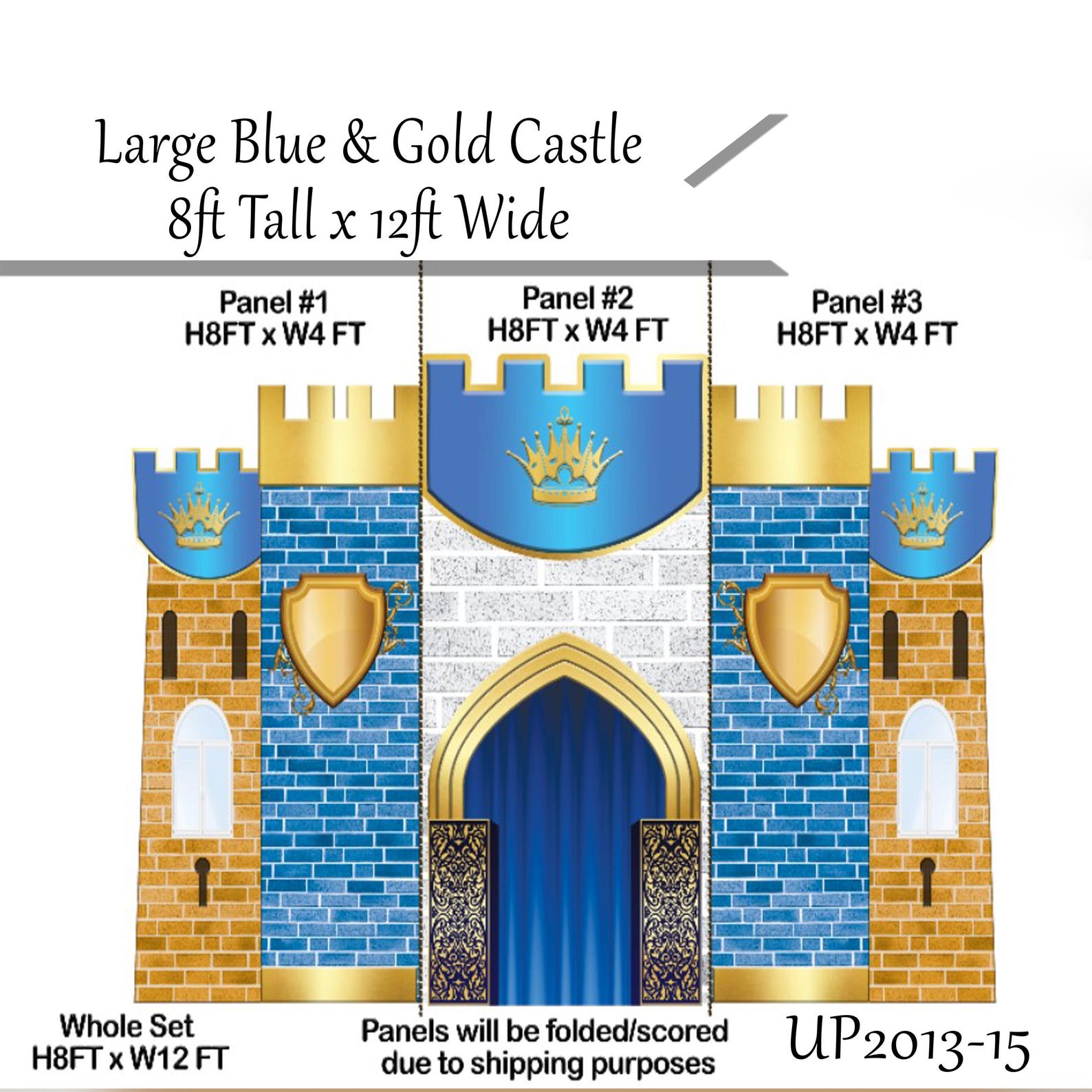 8FT Tall BLUE and GOLD CASTLE Backdrop Coroplast Plastic Props Cutouts ...