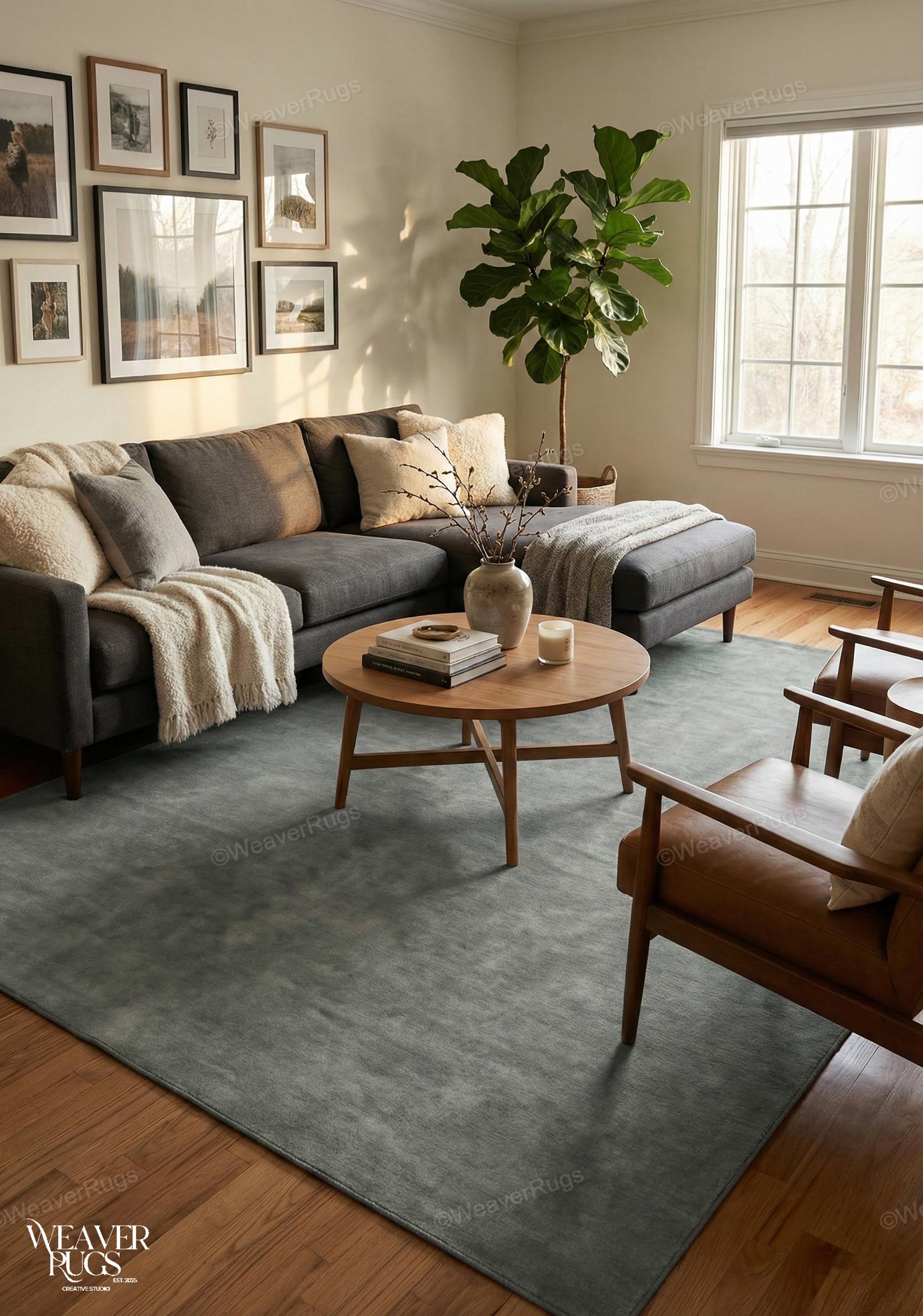 Liso Modern Solid Fine Wool Hand Tufted Ash Grey Rug - for Living Room ...