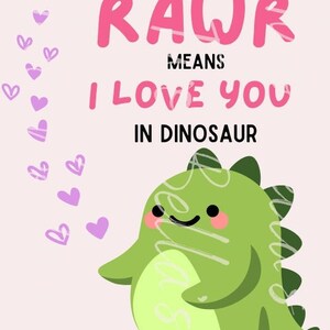 PRINTABLE Valentines Day Card, Cute Dinosaur Valentines Day Card ...