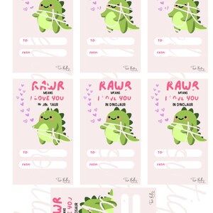 PRINTABLE Valentines Day Card, Cute Dinosaur Valentines Day Card ...