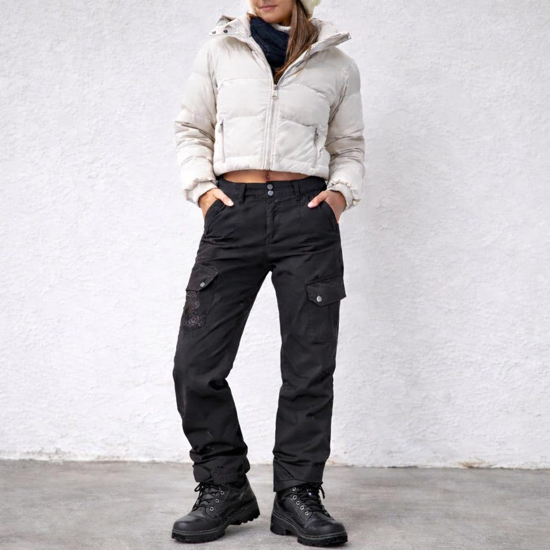 VTG Y2K Eddie Bauer Petite 8 Fleece Lined Ski Cargo Pants Snow Hiking ...