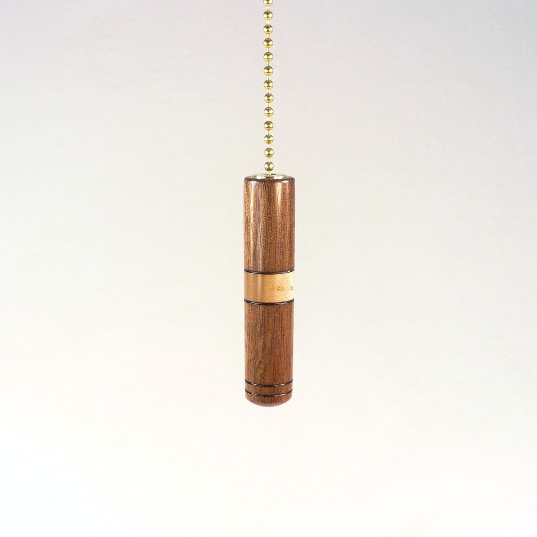 Wood Light Pull Black Walnut Curly Maple 3 Tall .6 Diameter With Brass ...