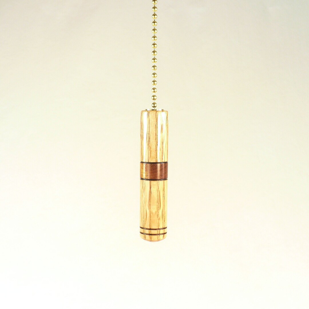 Wood Light Pull Red Oak Mahogany 3" Tall .6" Diameter With Brass Chain ...