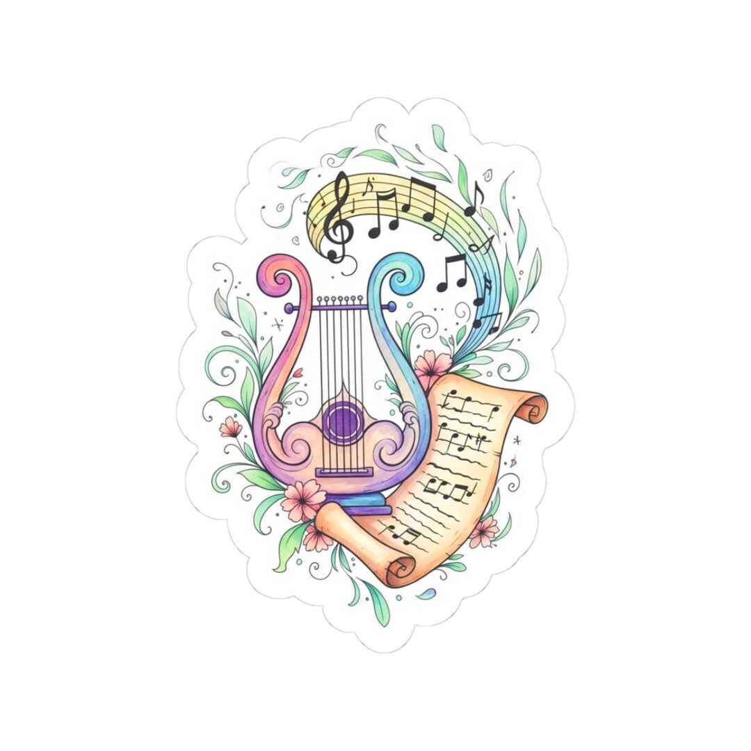 Magical Bard Sticker | Dnd Lyre & Music Scroll | Rainbow Dnd Sticker ...