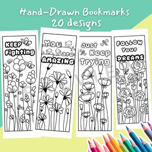Hand-drawn Positive Affirmation Coloring Bookmarks | SEL Activity for ...