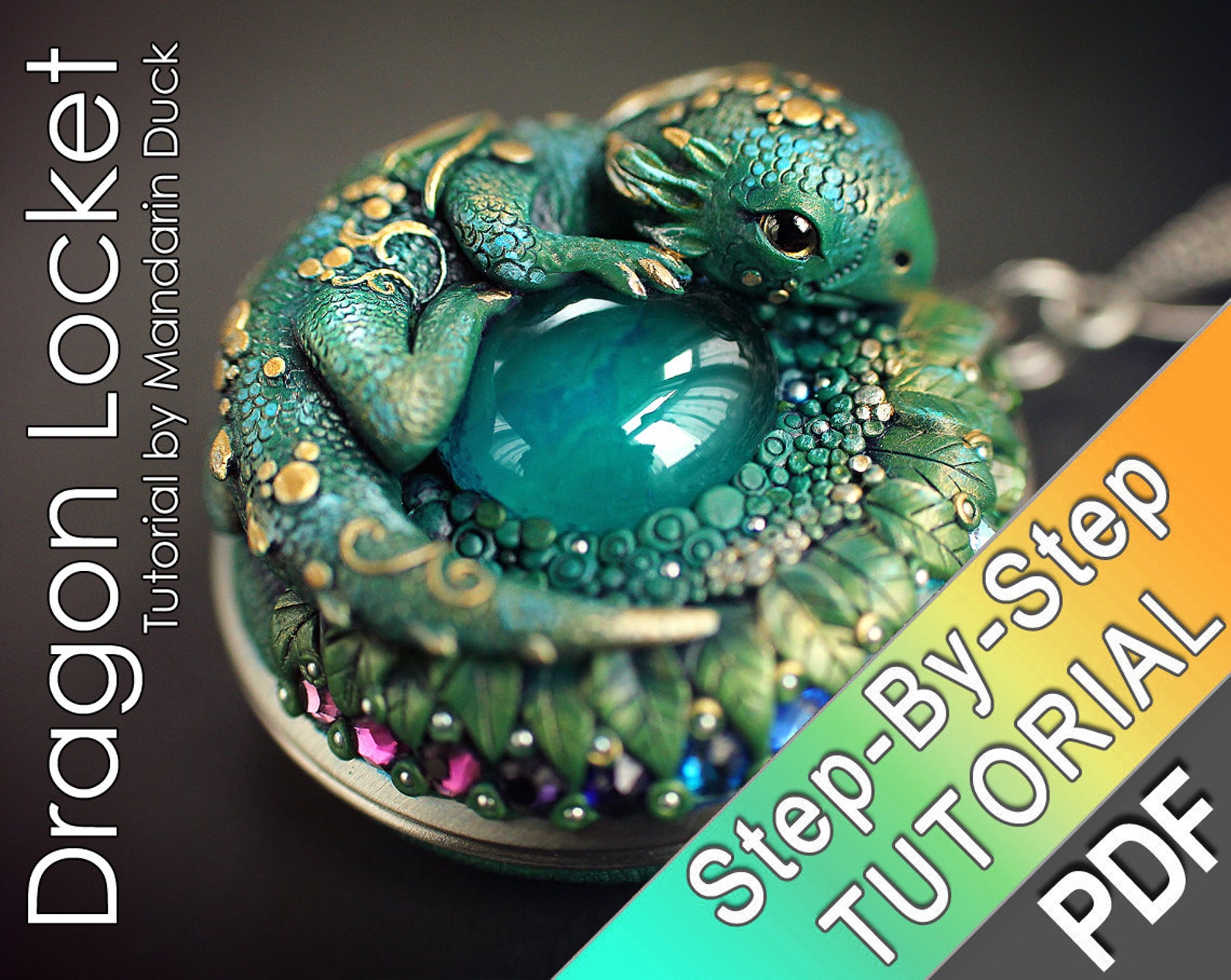 Polymer Clay Dragon Locket Pendant Tutorial PDF Green Dragon - Etsy