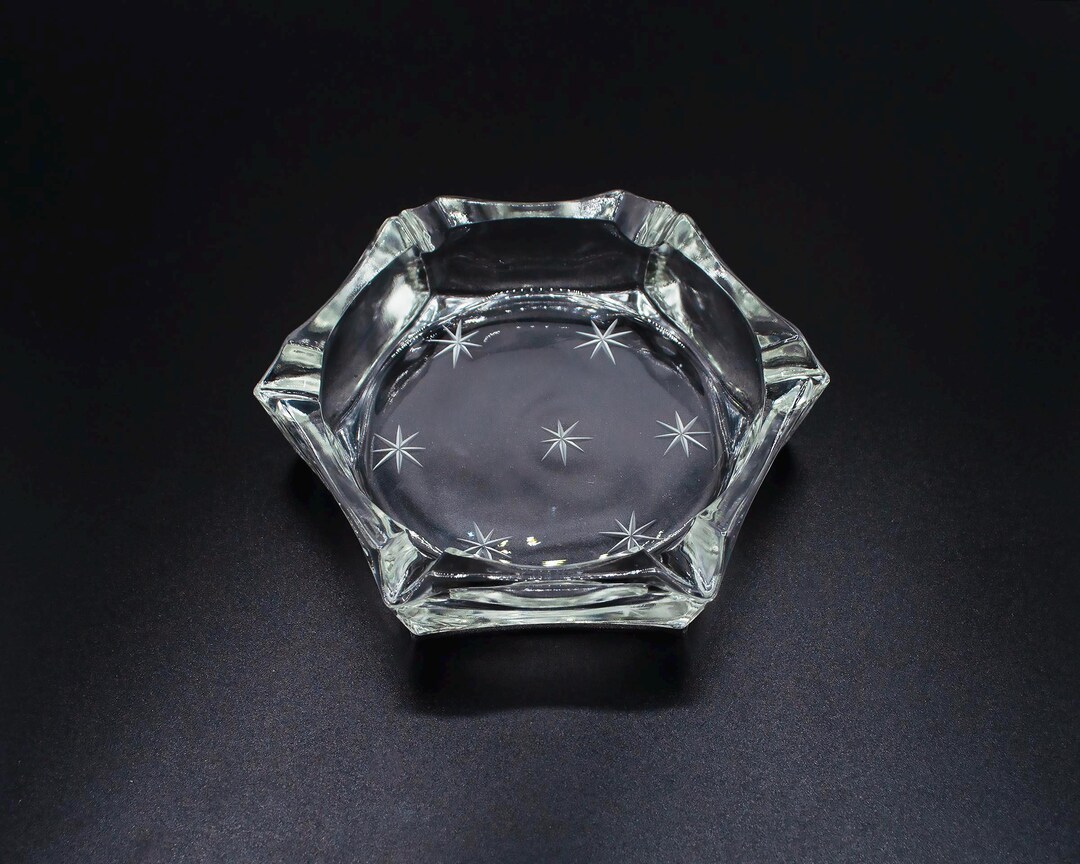 Vintage Mid Century Starburst Glass Ashtray - Etsy