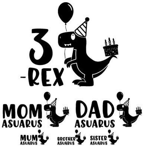 3-REX Birthday SVG - Etsy
