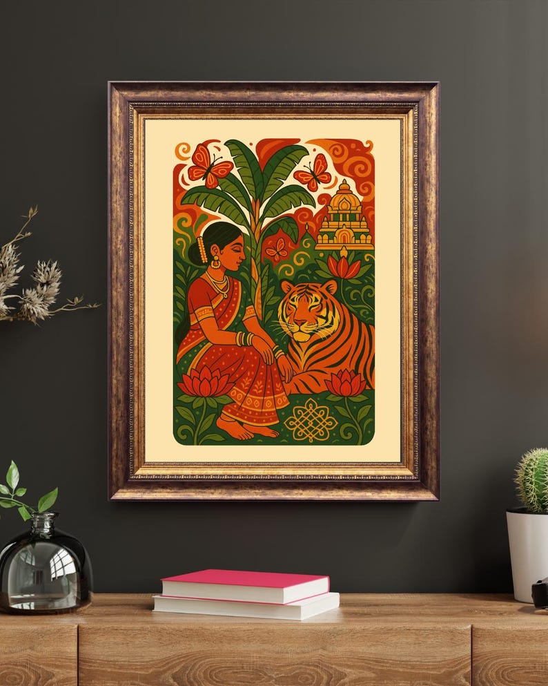 Thamizh Poovizhi – Tamil Folk Art Wall Print | Cultural Poster | South ...