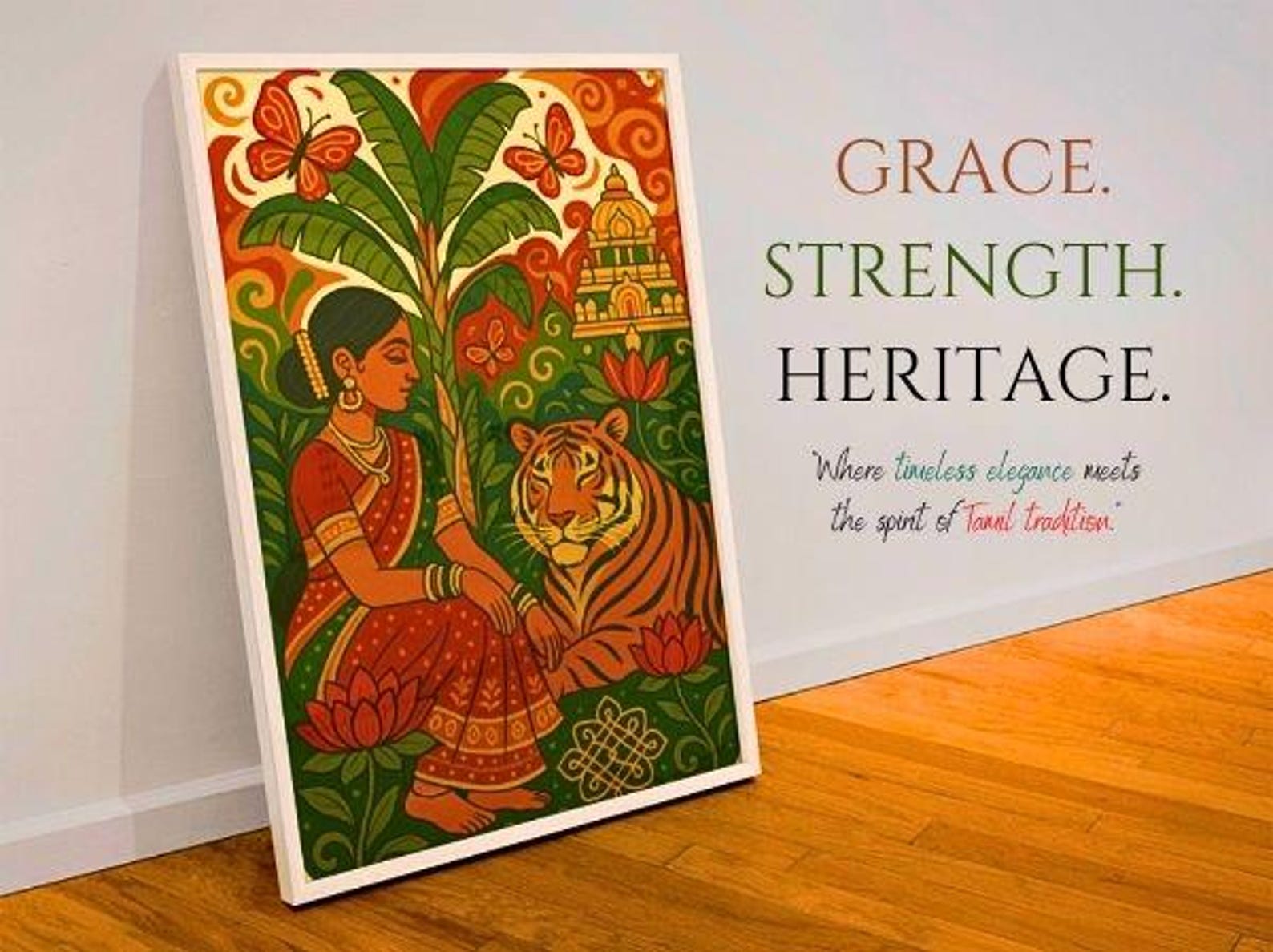Thamizh Poovizhi – Tamil Folk Art Wall Print | Cultural Poster | South ...
