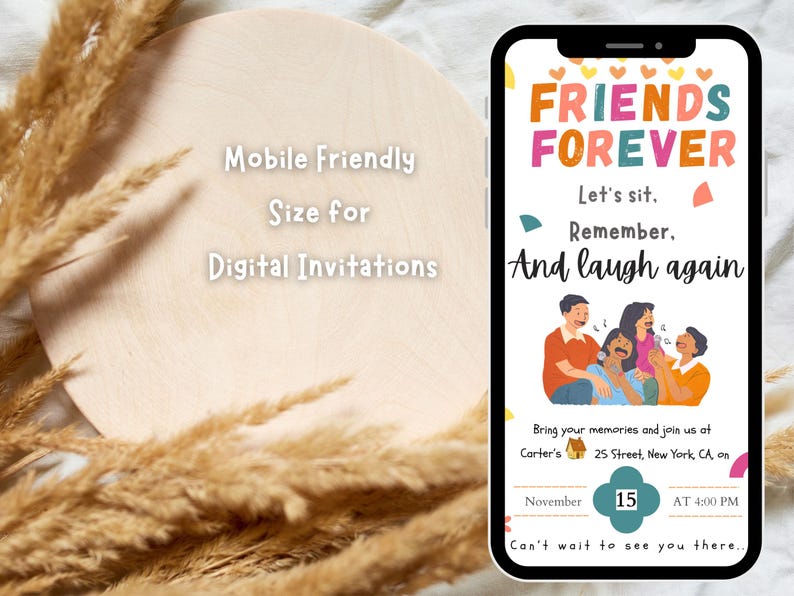 Friends Reunion Invitation, Nostalgic Gathering Mobile Invite (digital ...