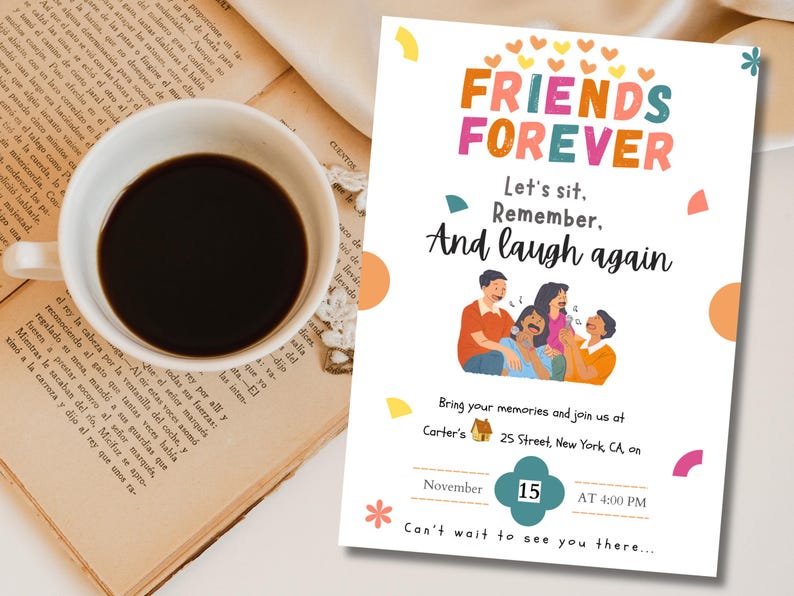 Friends Reunion Invitation, Nostalgic Gathering Mobile Invite (digital ...