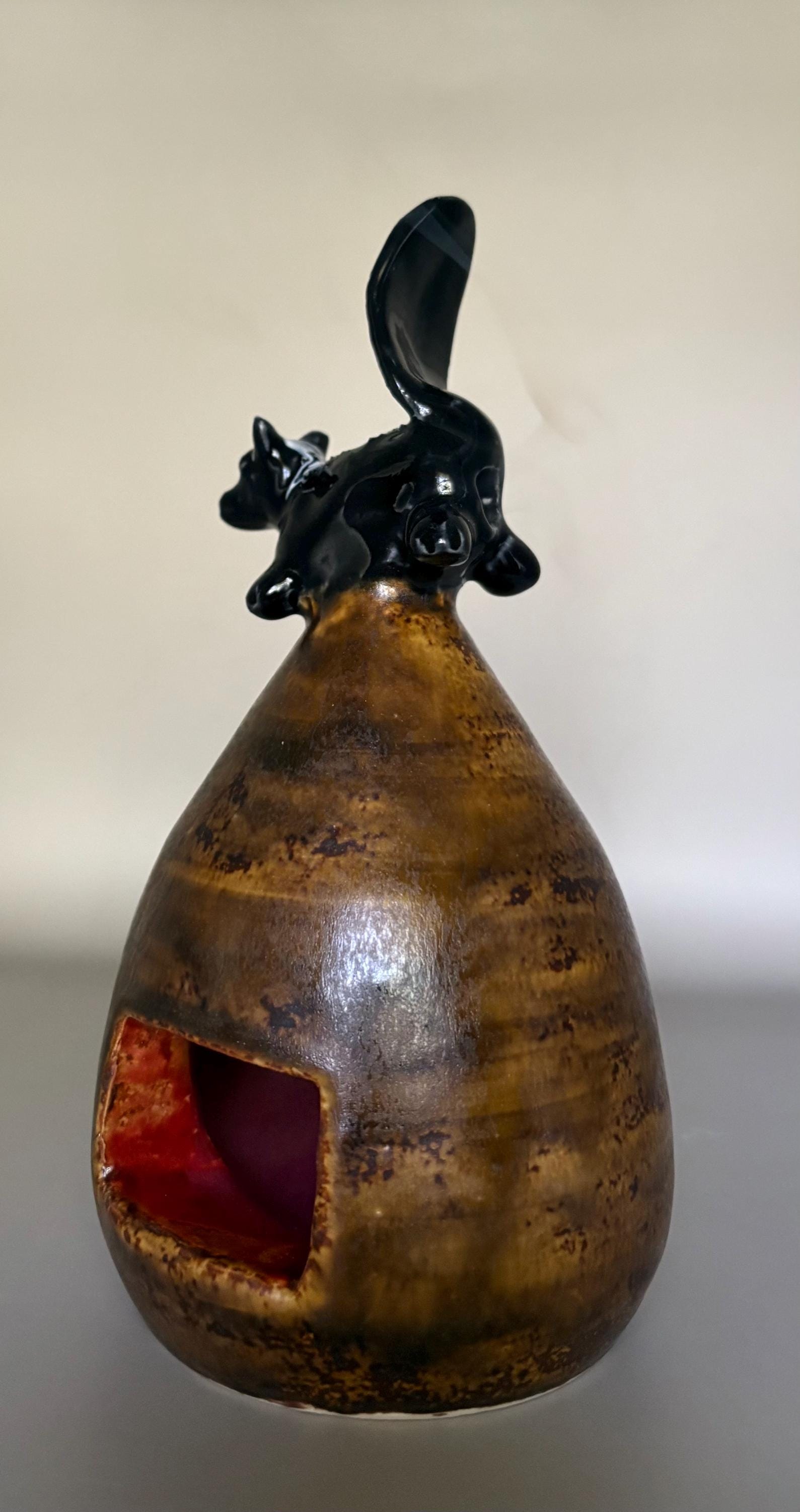 Skunk Incense Burner - Smoke From Tail -handmade Ceramic Animal Incense ...